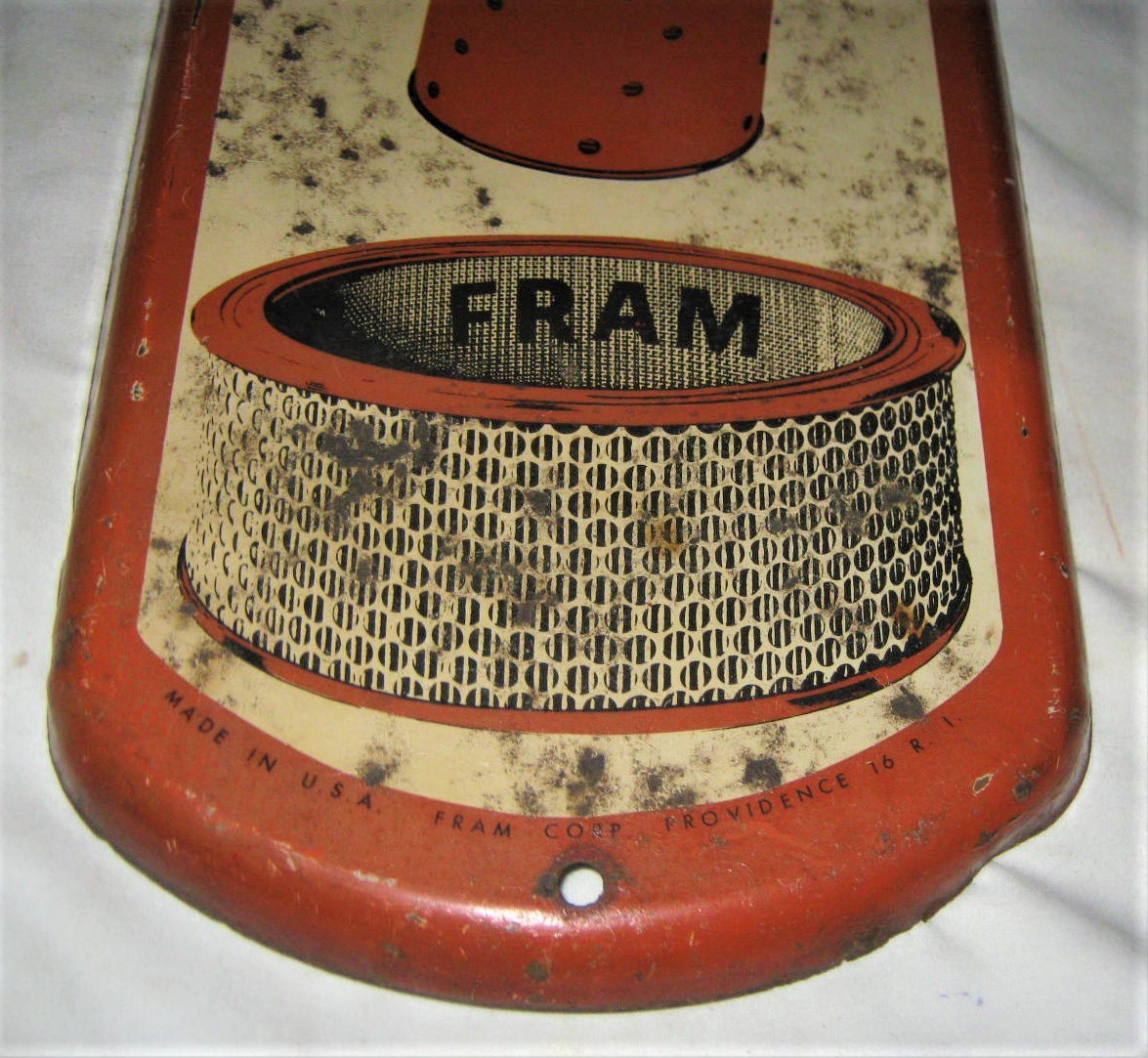 ANTIQUE USA FRAM FILTER SERVICE METAL GAS OIL STATION THERMOMETER SIGN ...