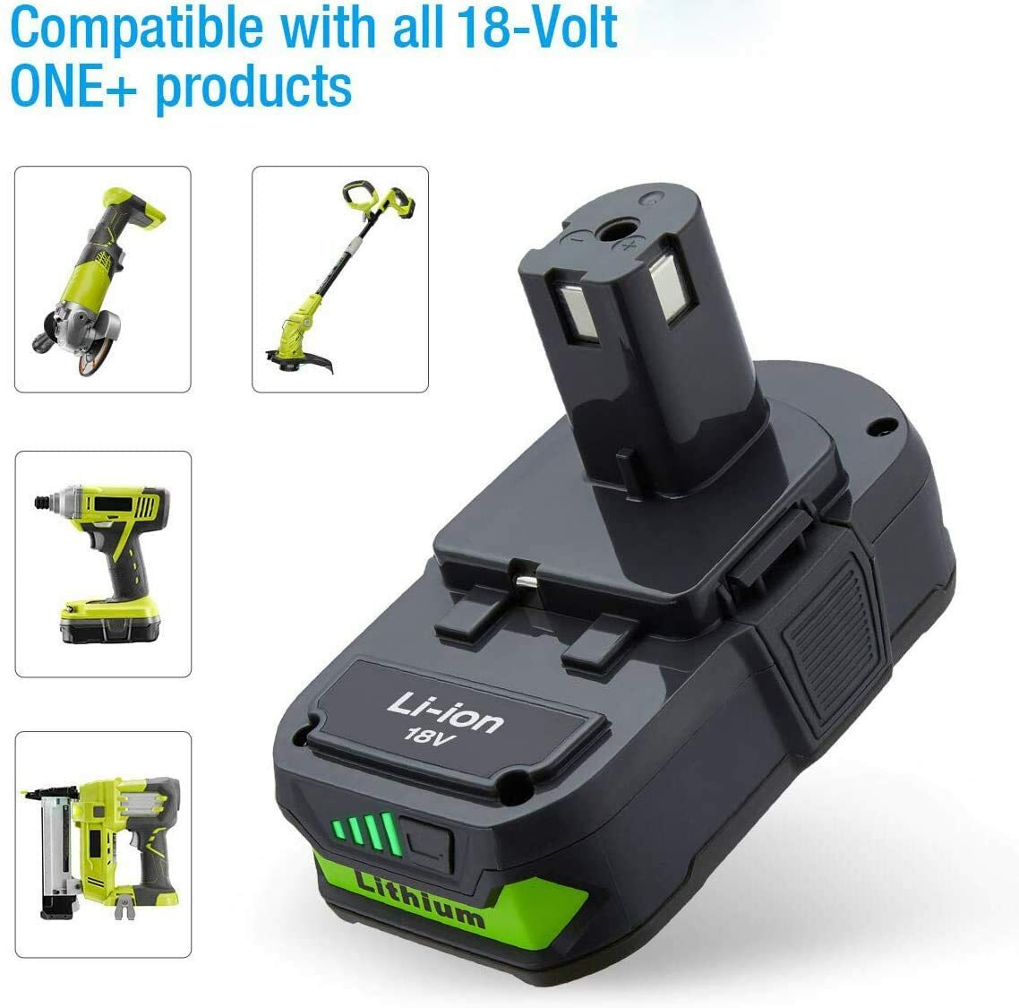 2-pack 18 Volt P102 Lithium Battery For Ryobi 18V 3.0Ah One+ Plus P200 ...