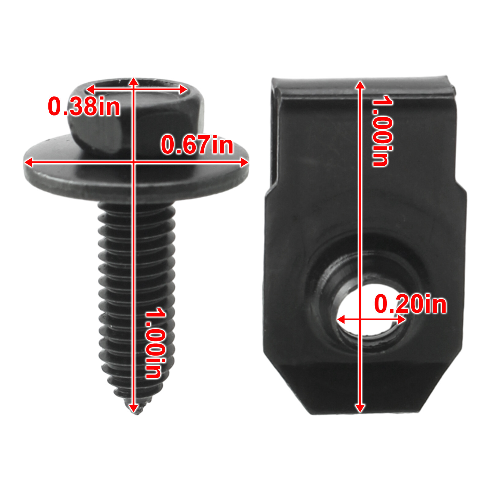 Front Bumper U-Nut M6x1.0 + HEX Bolt FOR GM 11503834 11503714 11503716 ...