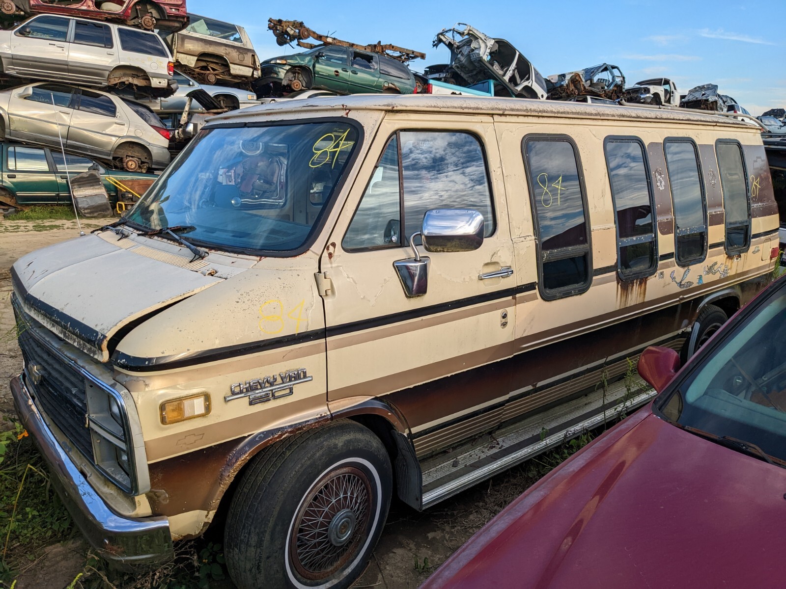1984 Chevy Van Rear Cloth Passenger Tan Manual Rotating Captain Chair ...