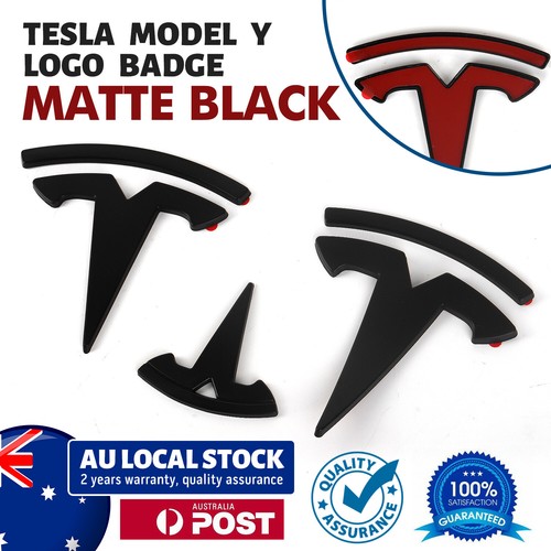 T Logo Front Back Steering Wheel Badge Ypc Matte Black For Tesla Model ...