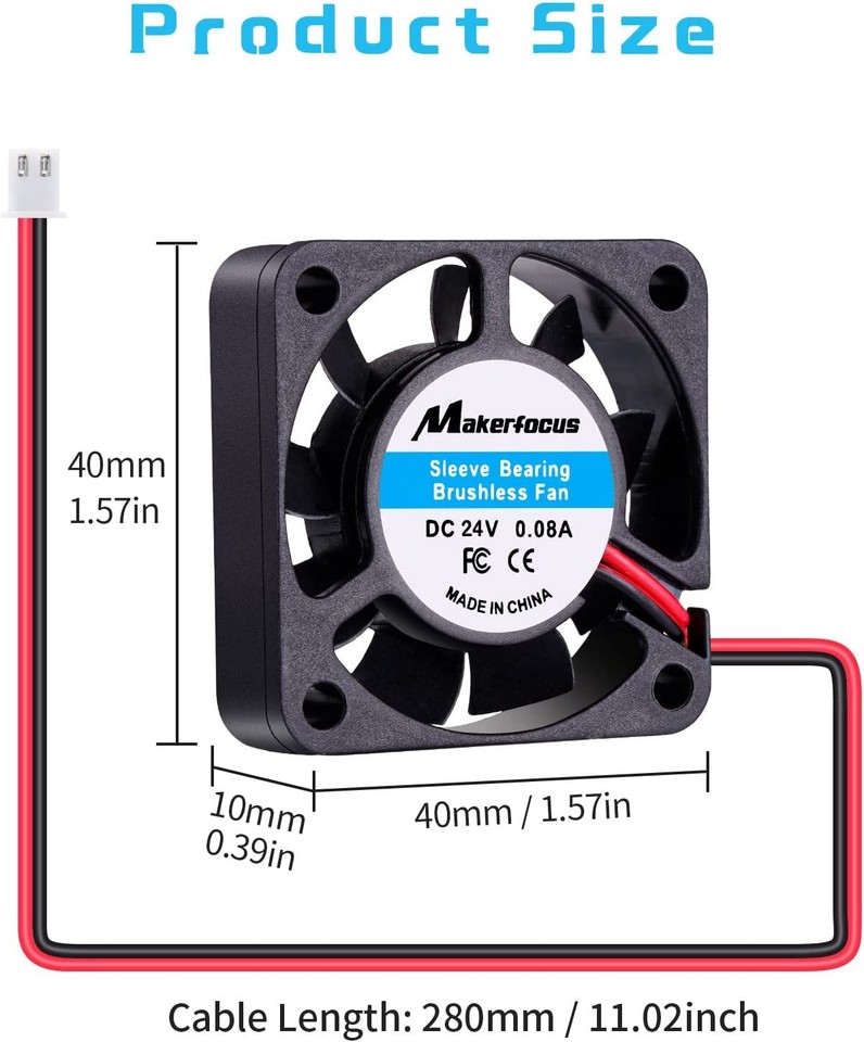 4Pcs 24V 40mm Cooling Case Fan 4010 40x40x10mm DC Mini Silent 3D ...