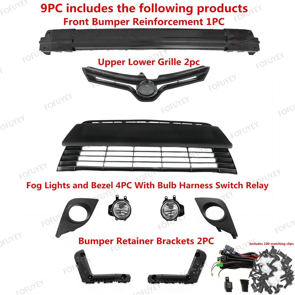 For Corolla 2014-16 Front Upper Lower Grilles Bumper Reinforcement Fog ...