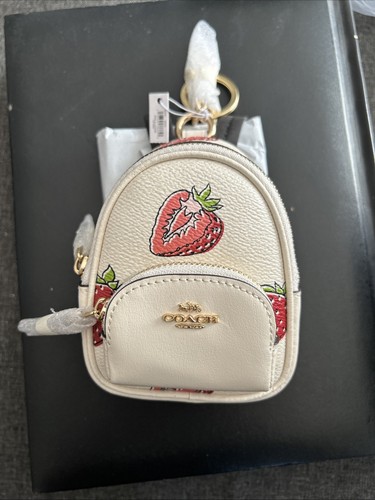 Coach Mini Court Backpack Bag Charm With Strawberry Print CAO93 | eBay