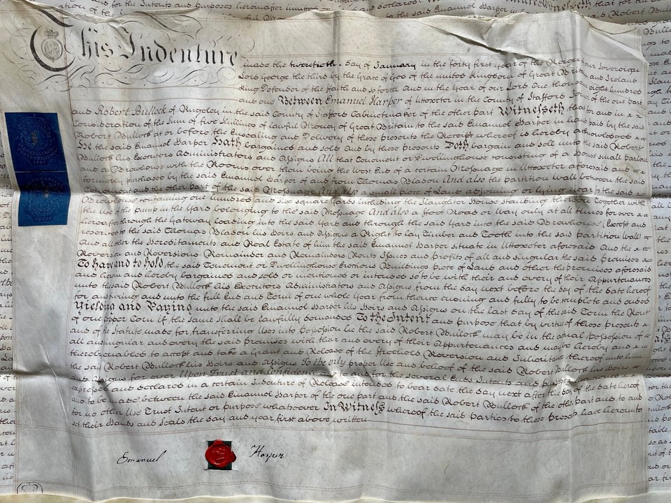 1801 Indenture Lease of Parlour & Premises in Uttoxeter - Harper ...