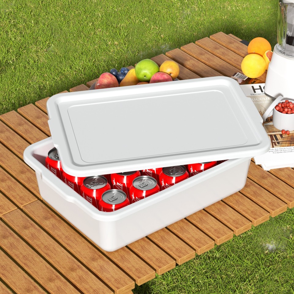 13 L Plastic Commercial Bus Box with Lid, Plastic Restaurant Bus Tub ...