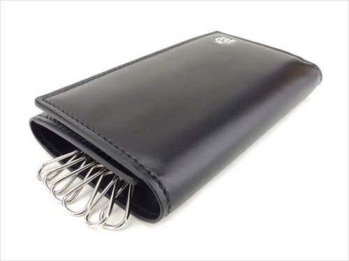 Dunhill Key case Key holder Black Silver Calf leather Mens Authentic ...