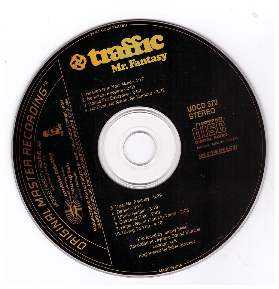 TRAFFIC Dear Mr. Fantasy 1968 24 KT GOLD MFSL CD Steve Winwood Dave ...