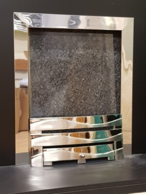 REPLACEMENT GAS FIRE FRAME CHROME CAST IRON 16" FRET 3 PIECE MAGNETIC ...