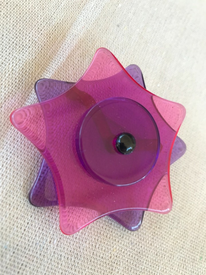 Retro Vintage Clear Pink & Purple Translucent Plastic Layered Stars ...