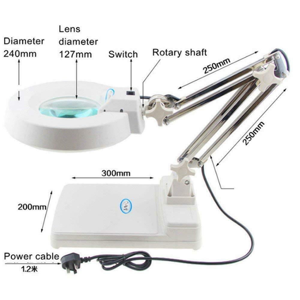 10X 20X Magnifying Lamp Table Desk Magnifier LED Light Reading Lamp ...