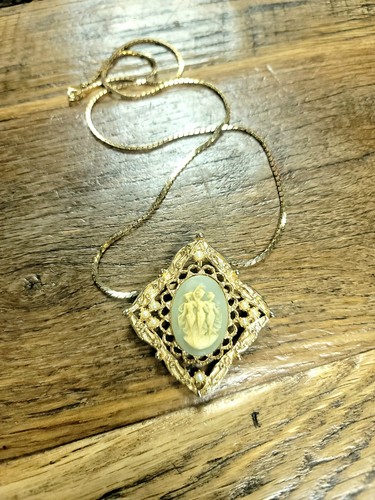 Vintage 10K Gold Filled Carved Shell Cameo Brooch Three Graces Greek ...