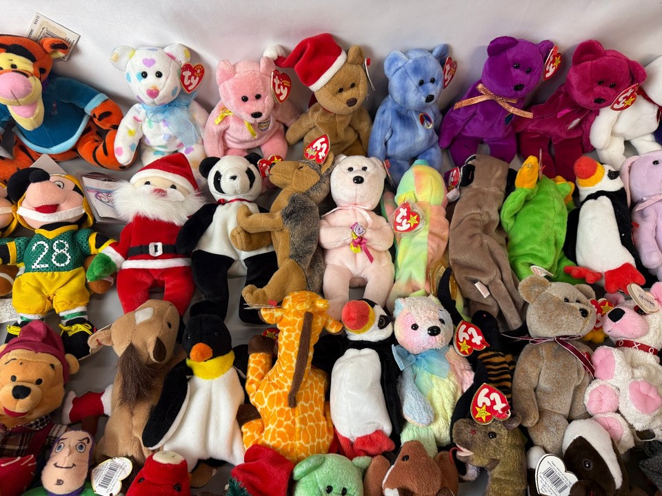 ~~ LOT OF 120+ TY BEANIE BABIES, DISNEY, WEBKINZ RUDOLPH & MISC PLUSH ...