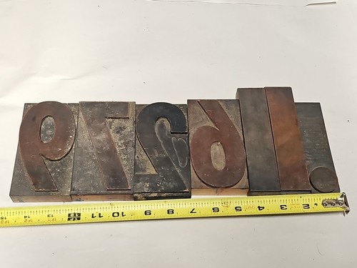 Vintage Lot Of 30 LETTERPRESS WOOD TYPE Various Numbers Sizes & Symbols ...