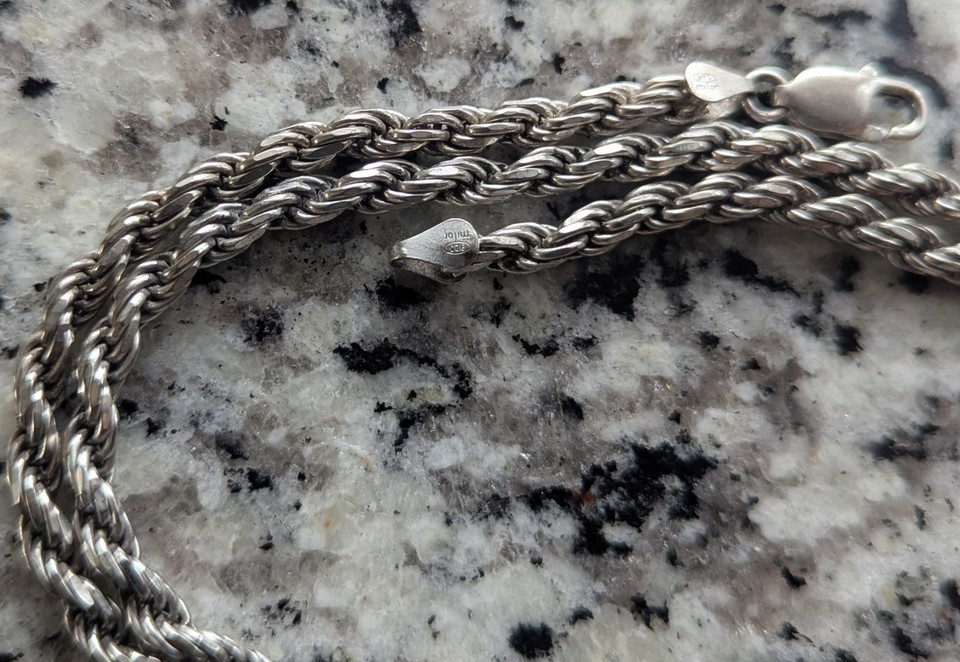Vintage Heavy Milor .925 Sterling Silver Rope Chain Necklace 26" Italy ...