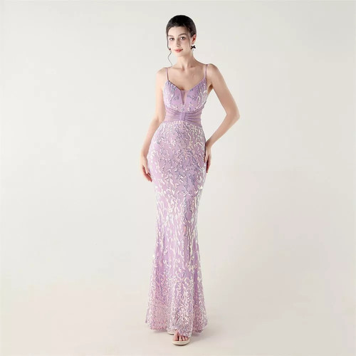 Robe Violet Clair Avec Paillettes Brillantes Et Style Raffiné CF53534 ...