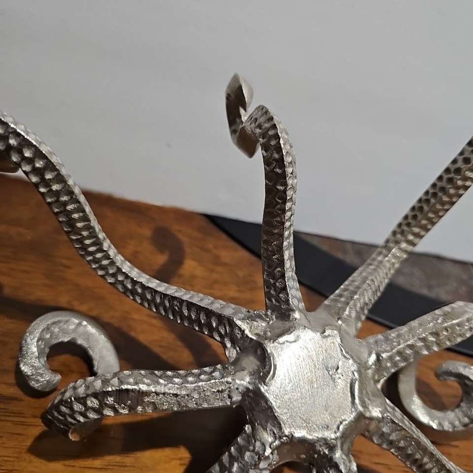 Octopus Pewter Finish Shelf Decor Coastal Nautical Statue Metal Design ...