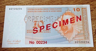 🔴BOSNIA 10 Convertible Maraka ND1998 UNC SPECIMEN P63s Federation B-H ...