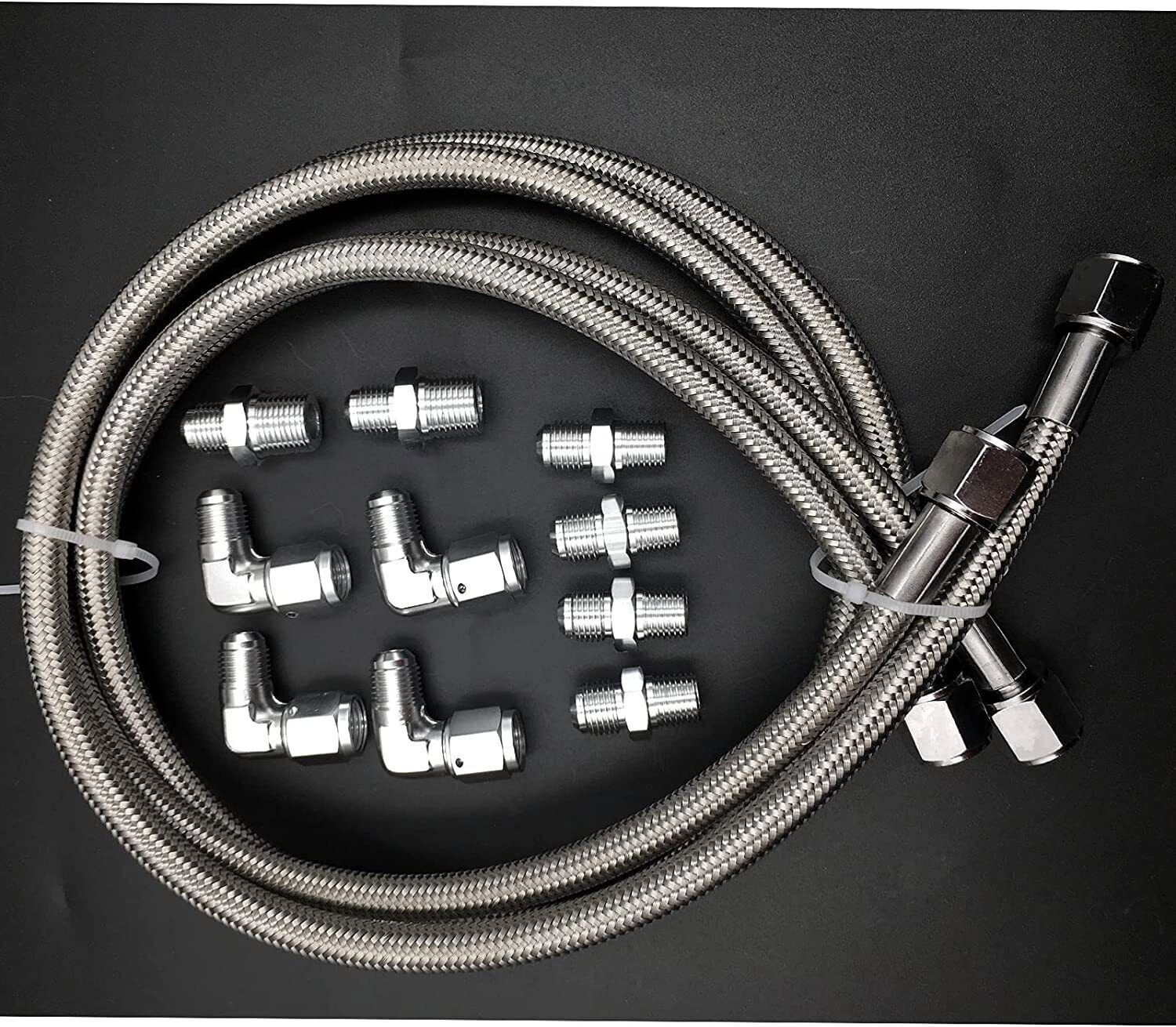 SS Braided Transmission Cool Hoses Lines Kit For Chevy Ford TH350 700R4 ...