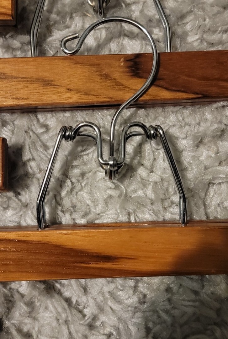 Wooden Hanger Set Pant Wood Clamp Hangers Lot of 5 - Gem