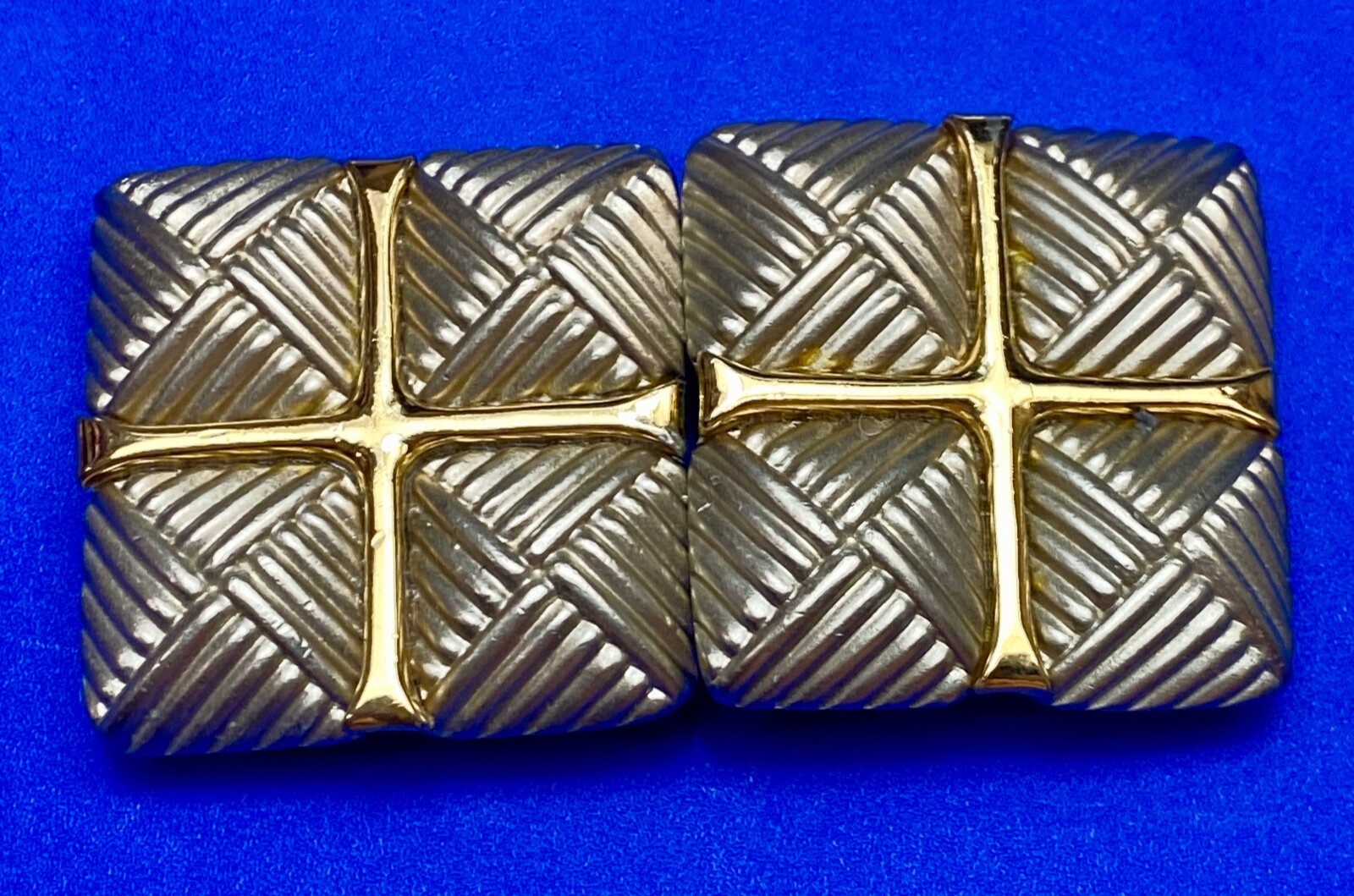 Vintage Two piece Interlocking two tone squares belt … - Gem