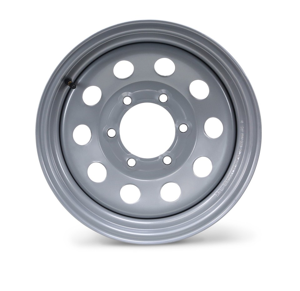 2 Rockman Trailer Tire Assembly ST225/75R15 10-Ply Silver Mod Rim 6 Lug ...