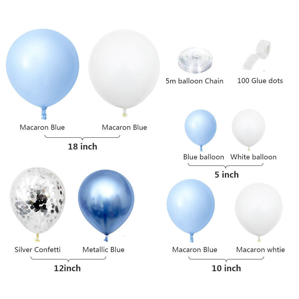141 Blue Balloons+Balloon Arch Kit Set Party Baloons Wedding Garland ...