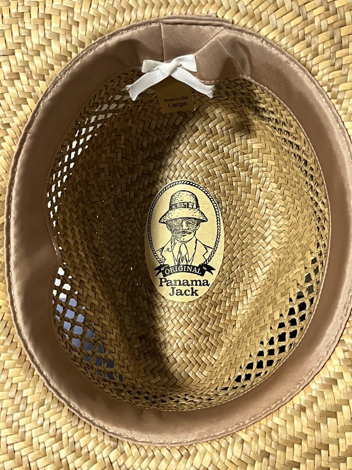Vintage Panama Jack Original Straw Hat Mens Large Beach Cruise Resort ...