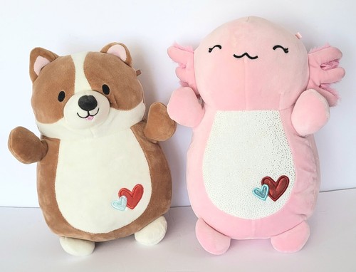2 SQUISHMALLOW ARCHIE AXOLOTL & REGINALD CORGI HUGMEE PLUSH 10" STUFFED ...