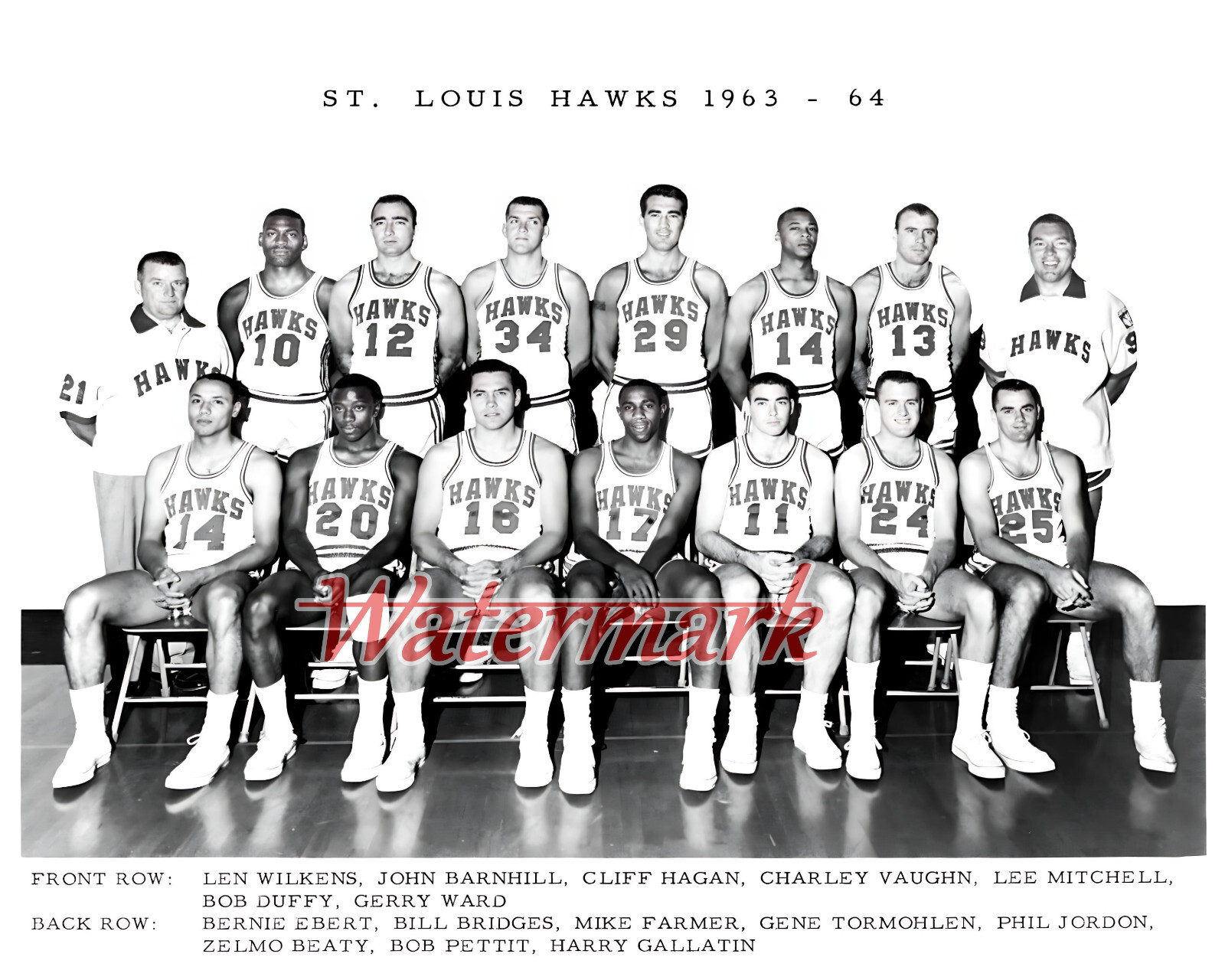 NBA 1963 - 64 St. Louis Hawks Team Picture with Names 8 X 10 Photo ...