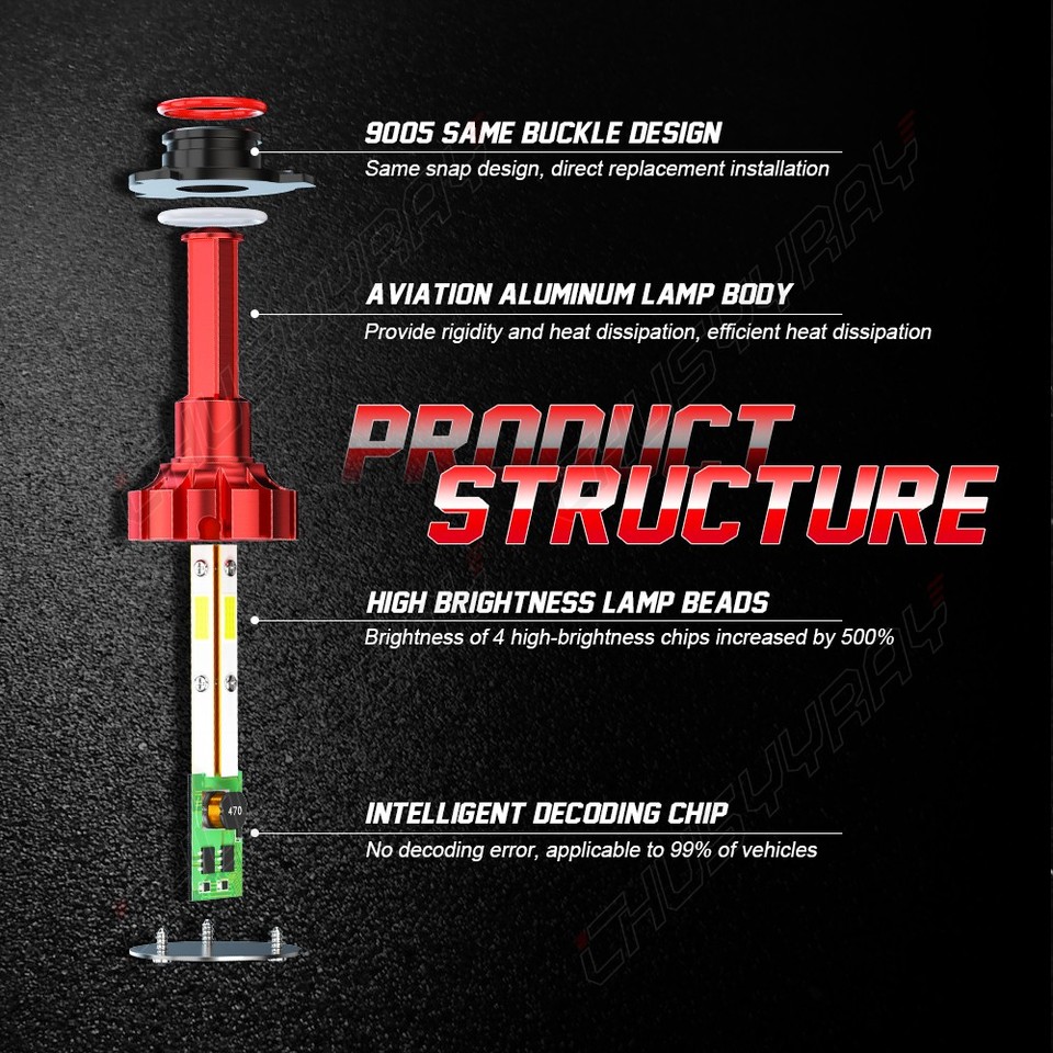 For Chevy Malibu 1997-2003 4pc 6500K LED Headlight High Low Beam Bulbs ...