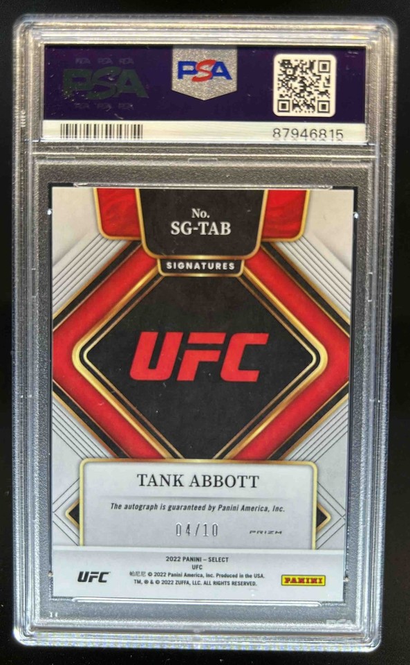 2022 Select UFC Tank Abbott Signatures Gold Flash Prizm Auto #4/10 PSA ...