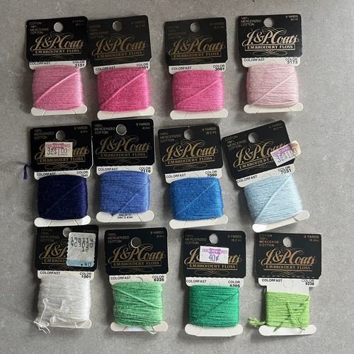 J. & P. Coats Embroidery Floss Thread Bundle 12 - 9 yard cards NEW | eBay