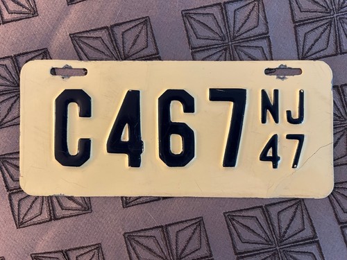 Vintage 1947 47 New Jersey Motorcycle NJ License Plate - refinished | eBay