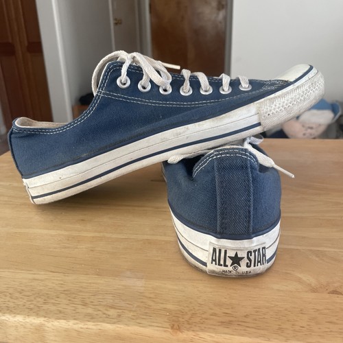 Vtg 80s 90s Converse Sz 10.5 All Star Low Tops Blue Made in USA Chuck ...