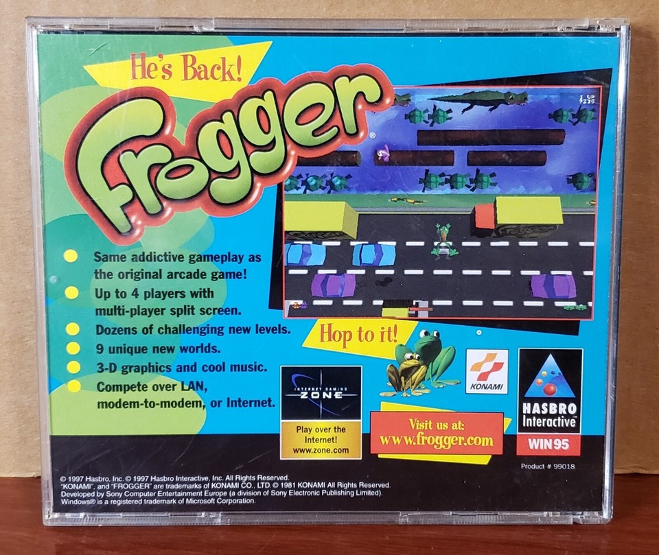 Frogger Vintage 1997 Computer Game PC/CD-ROM Hasbro Interactive Win 95 ...