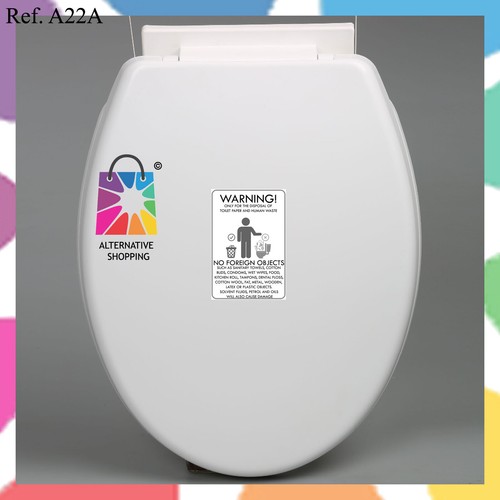 Pair of Warning Sticker Signs for Macerator Toilet Fits Saniflo Uniflo ...