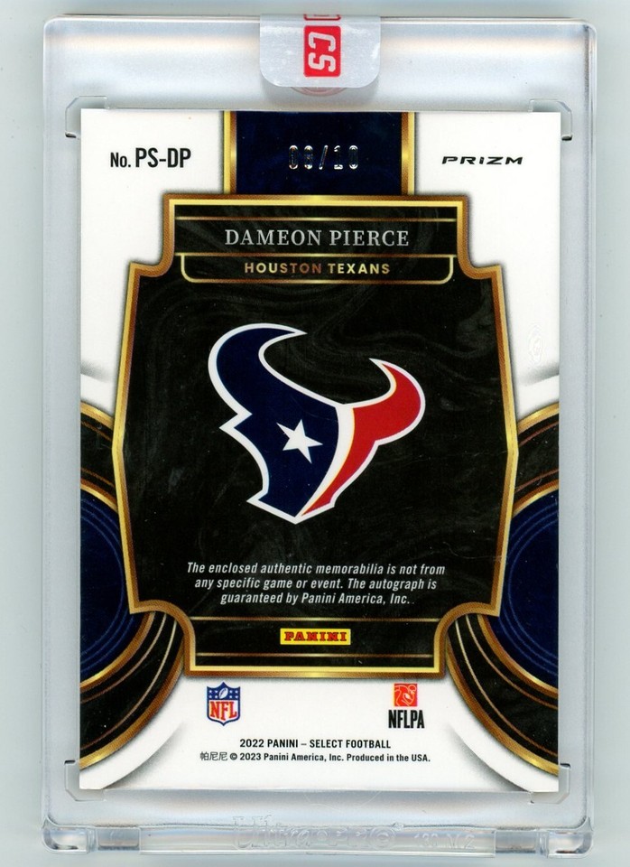 2022 Panini Select #PS-DP Dameon Pierce Prime Selections Gold Patch ...