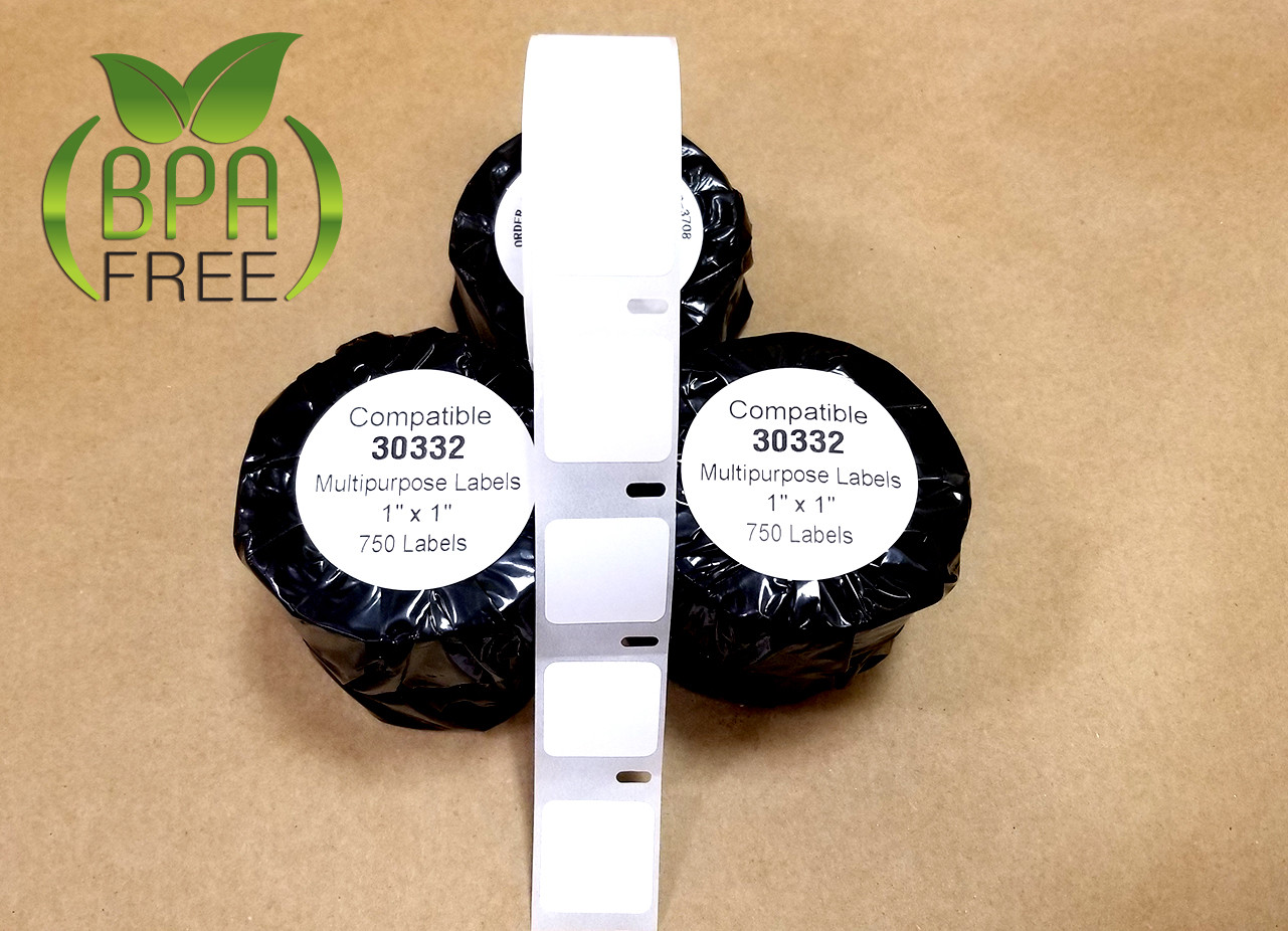 Bulk Label Maker Supplies 12 Rolls DYMO 30332 White 1"x1" Multipurpose ...