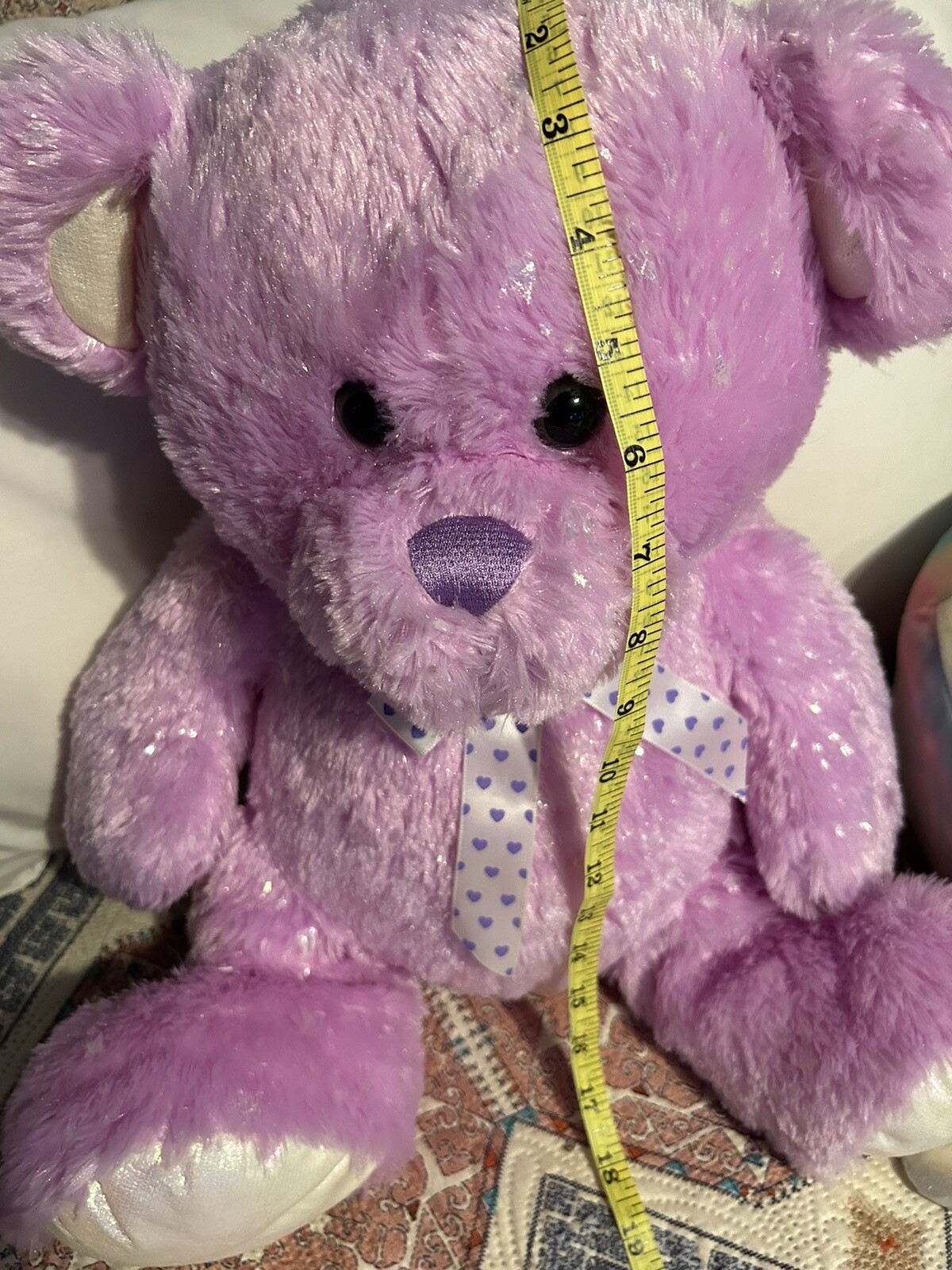 Hugfun Purple Plush Teddy Bear Lilac Lavender-Iridescent-Glitter Star ...