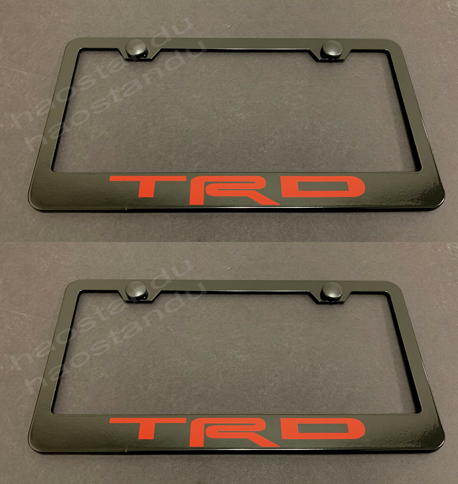 2x redTRD BLACK Stainless Metal License Plate Frame w/Screw Caps (RED ...