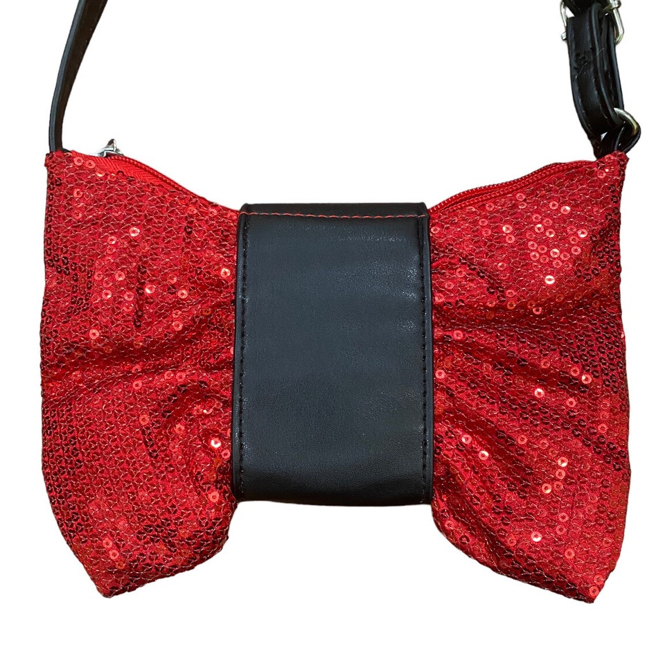 Disney Parks Minnie Mouse Red Sequin Bow Shoulder Crossbody Purse | eBay