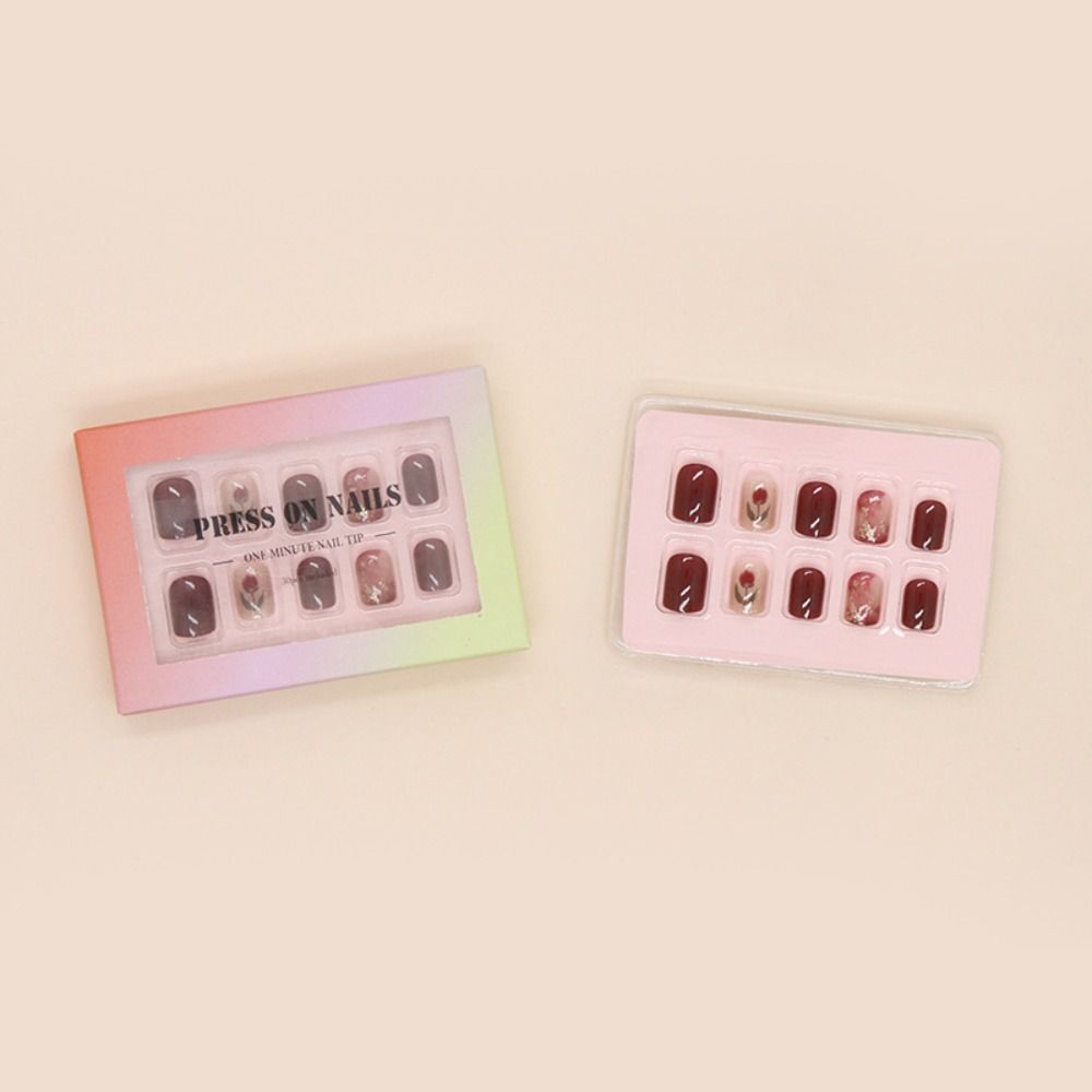 Nail Tips Fake Nials DIY Short Square Head Simple Tulip False Nails | eBay