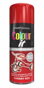 x2 Paint Factory Multi-Purpose Colour It Spray Paint 400ml Cherry Red ...