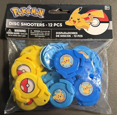 Pokemon Disc Shooters - 12 Pieces - Pokeball & Pikachu Blue Yellow ...