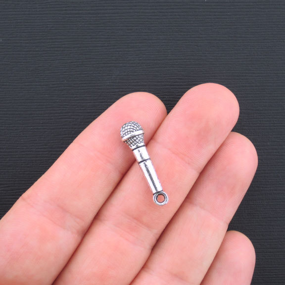 8 Microphone Charms Antique Silver Tone 3D Charms - SC3367 | eBay