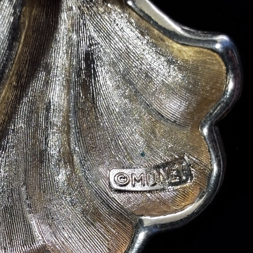 MONET Leaf Skirt Necklace Gold Tone Vintage With Logo Tag | eBay