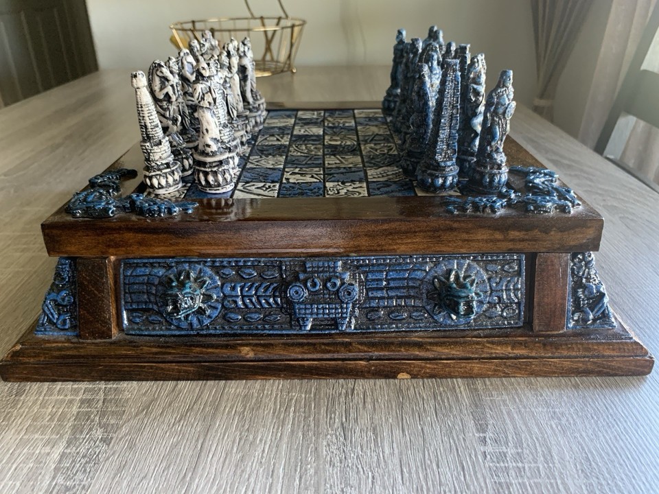 Vintage Aztec Mayan Inca Vs. Conquistador Resin Chess Set . READ ...