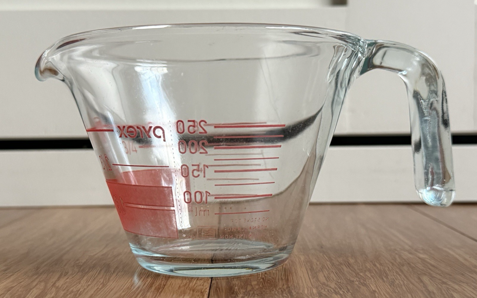 Pyrex 1 Cup Measuring Cup • Read from Above Graphics • Clear Glass ...
