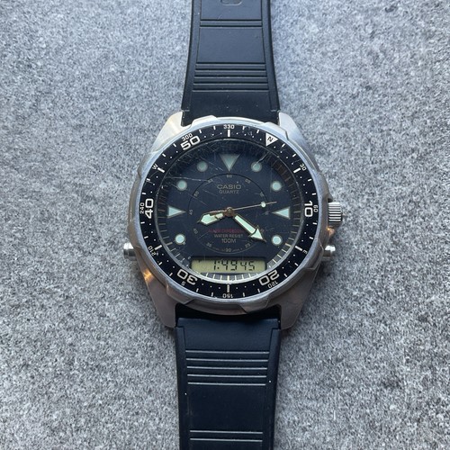 Vintage Casio Mens Chronograph 358 AMW-320C Driver Analog Digital ARNIE ...